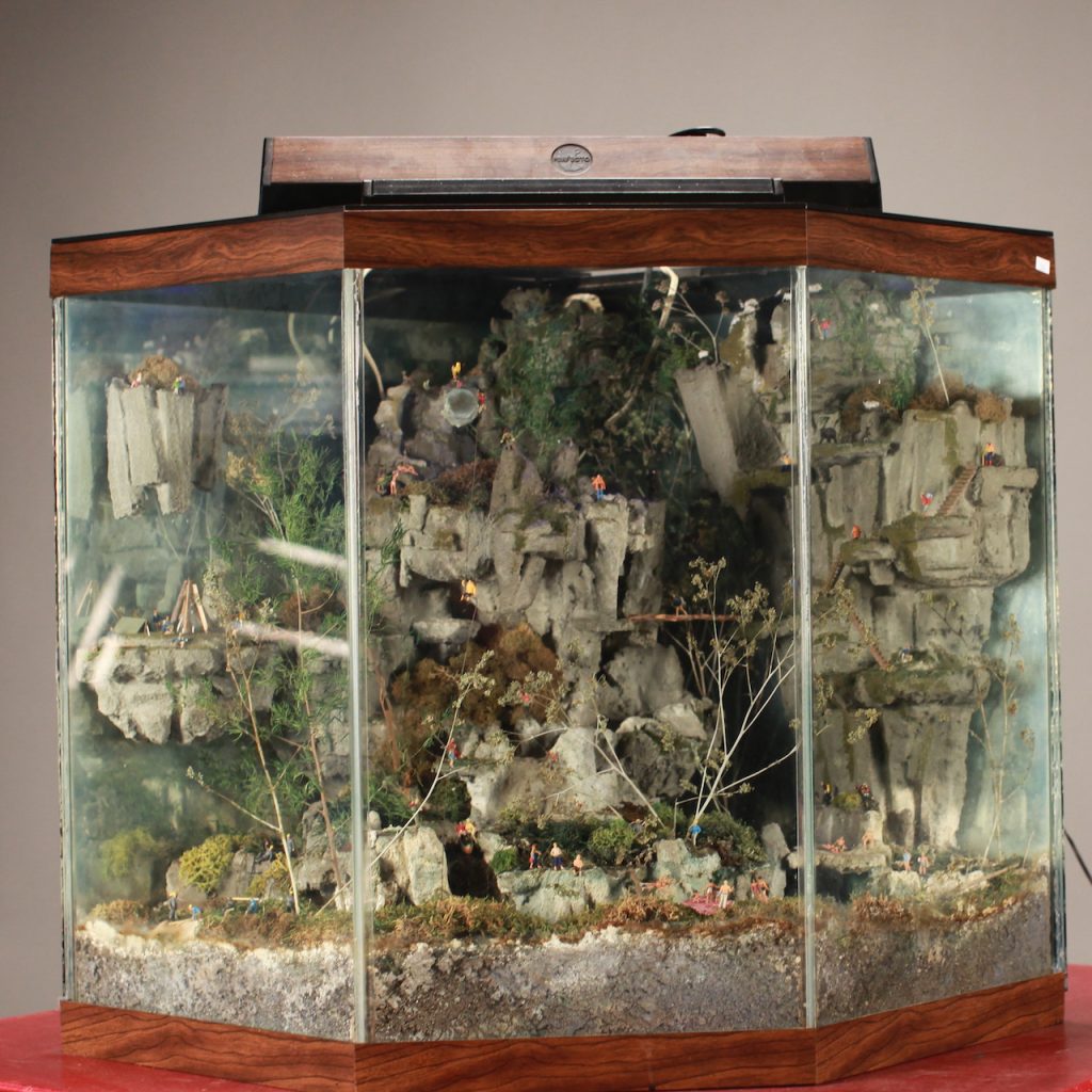 LOT 356 INTERESTING AND UNIQUE TERRARIUM FORM DIORAMA IN A GLASS CASE ...