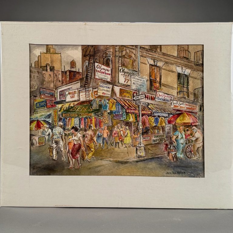 LOT 011 ORCHARD ST, NYC, WATERCOLOR, SIGNED. 11-1/2 X 15-1/2 SIGHT SIZE ...