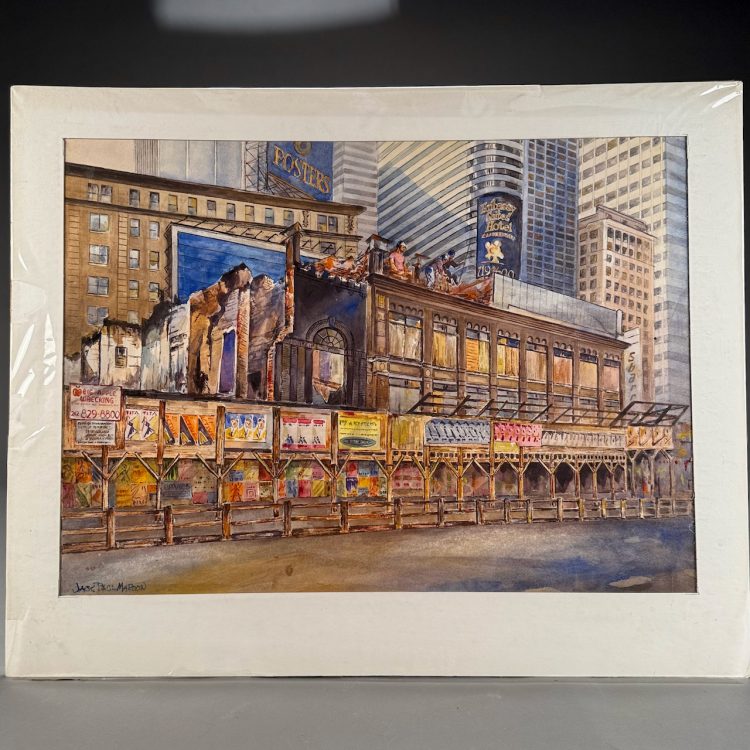 LOT 018 WORKERS ATOP BUILDING, WATERCOLOR, SIGNED. 20-1/2 X 28-1/4 ...