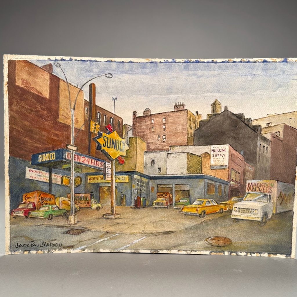 LOT 059 “BOWRY AND 4TH ST”, WATERCOLOR SIGNED, UNFRAMED. 15 X 22