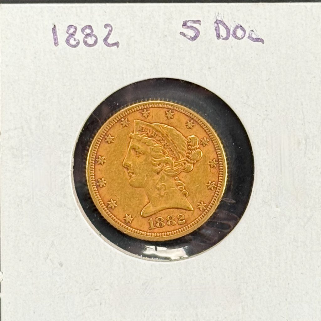 LOT 001 U.S. GOLD: 1882 5 DOLLAR LIBERTY HEAD COIN