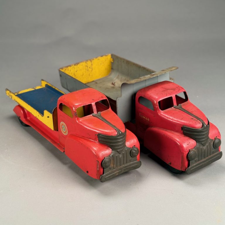 LOT 264 TWO MARX LUMAR CONTRACTORS TRUCKS: (1) RED & GREY DUMP BODY, 22 ...